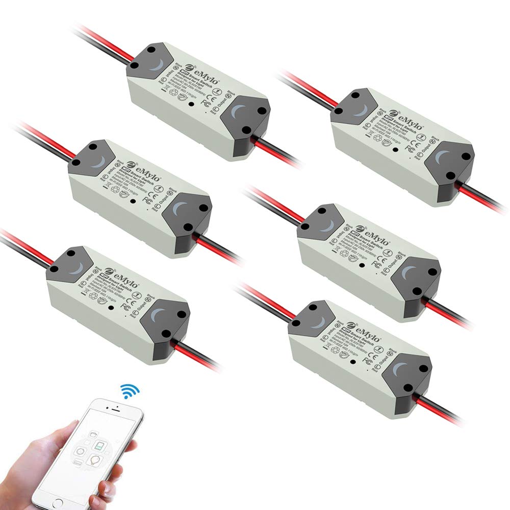 eMylo WiFi Relay Switch Wireless Light Remote Control Module for Smart Home Automation Compatible with Alexa 6 Packs