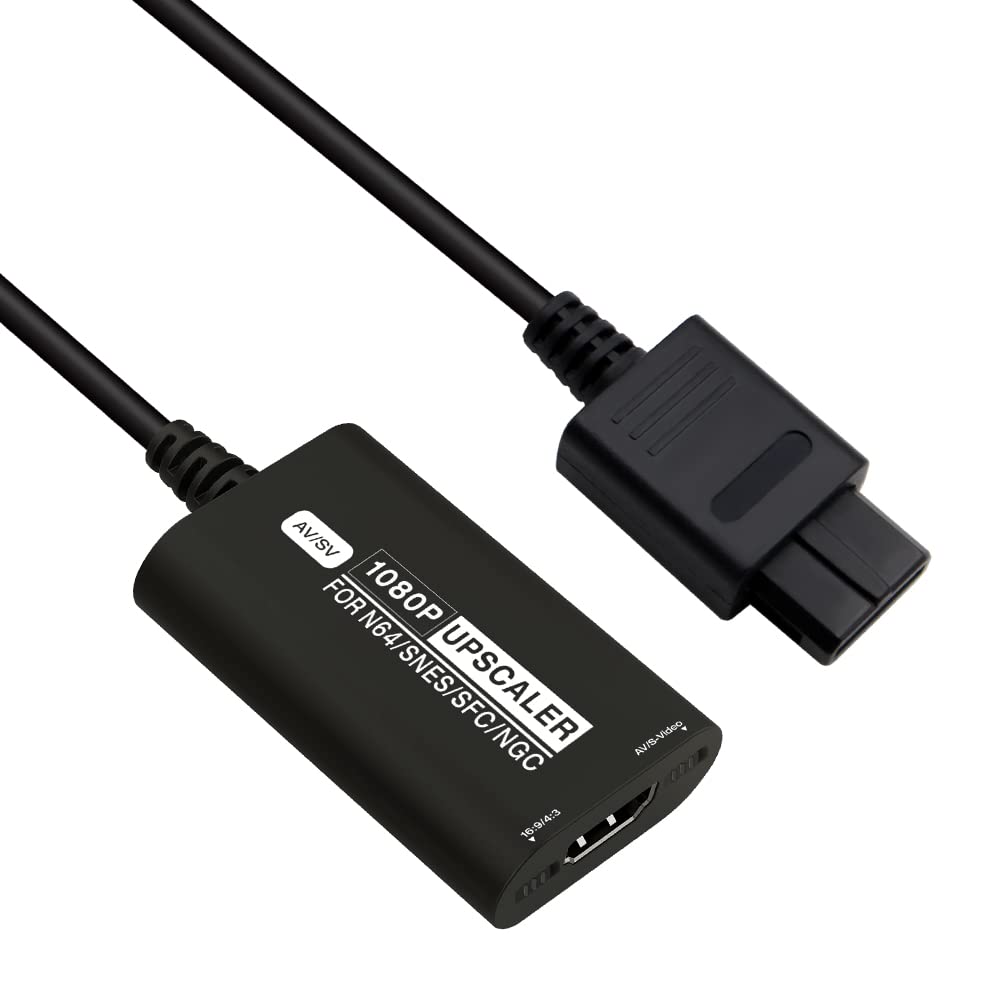 Kacenray HDMI Converter for Nintendo Gamecube NGC N64 SNES SFC 1080P Upscaler HDMI Adapter with 4:3/16:9 Aspect Ratio Switch for Nintendo Game Console