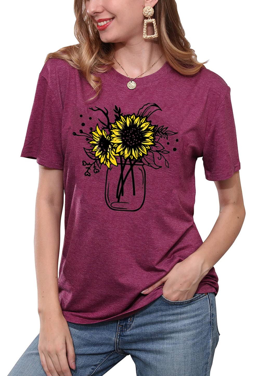 Bealatt Womens Graphic Hoodies Cute Sunflower Vase Graphic Pullover Sweatshirts Fall Clothes Sweaters 2022 Trendy Plus Size Tunic Tops Purple,XXL