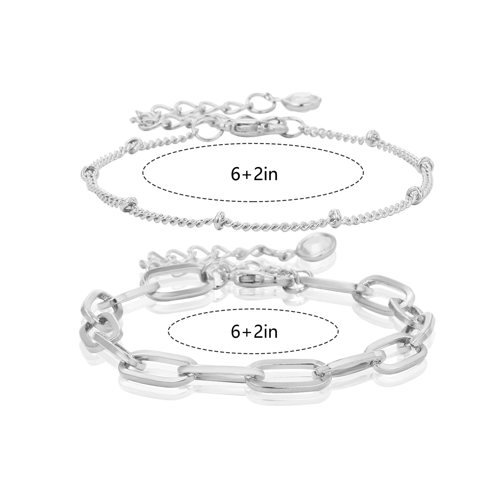 BUREI Dainty Gold Bracelets Anklet for Women, 18K Gold Plated Adjustable Layered Bracelet Boho Beaded Anklet Bracelets for Women