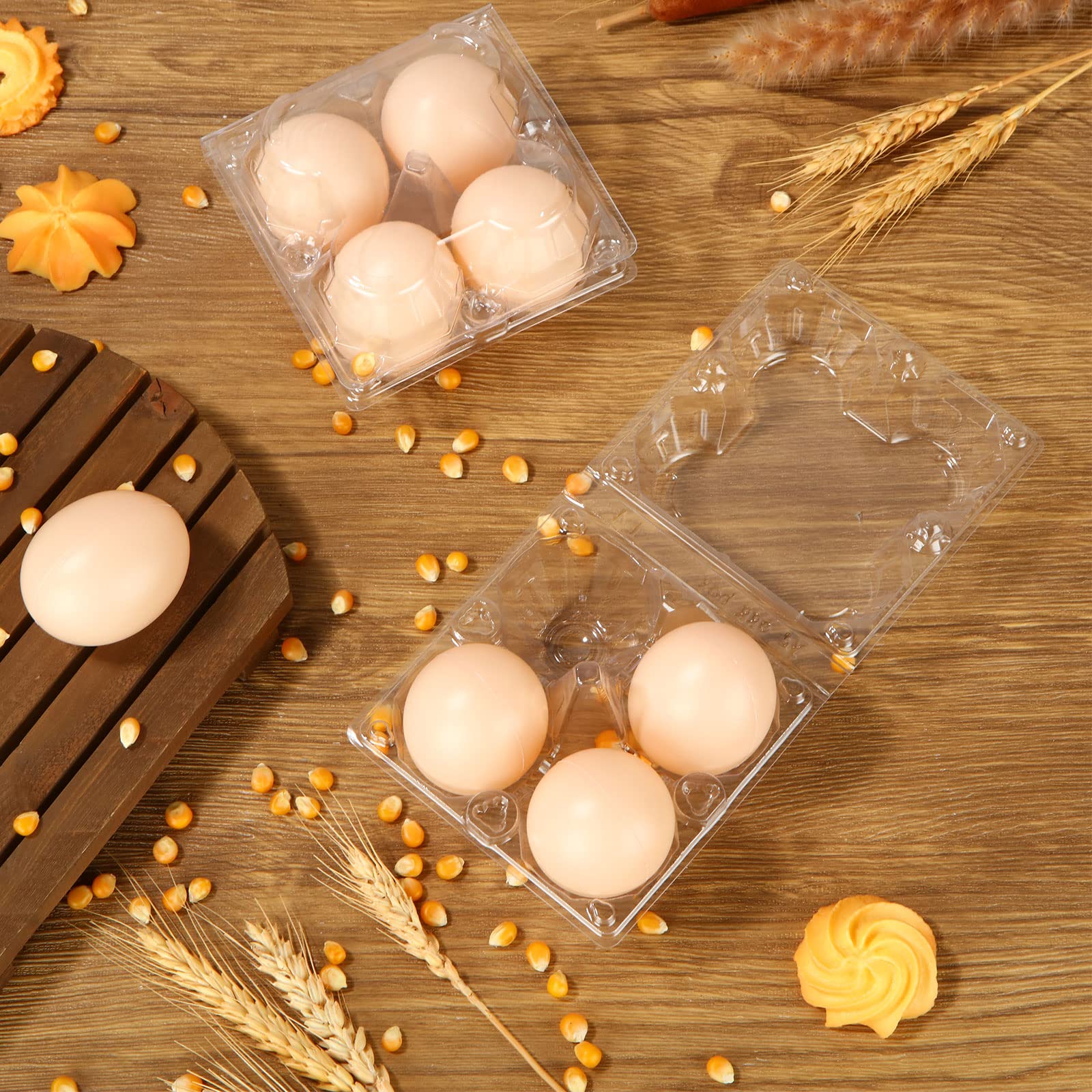 DAJAVE 100 Pack Plastic Egg Cartons, Clear Plastic Egg Cartons Bulk Holds up to 4 Eggs, Plastic Egg Holder for Family, Pasture, Farm Markets Display