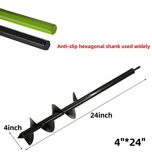 CHCYWJGJ Large Size Auger Drill Bit for Planting 4x24inch Hole Digger for Any Hex Drive Drill ,Garden Auger Spiral Drill Bit for Sand/Wet/Dry Soil