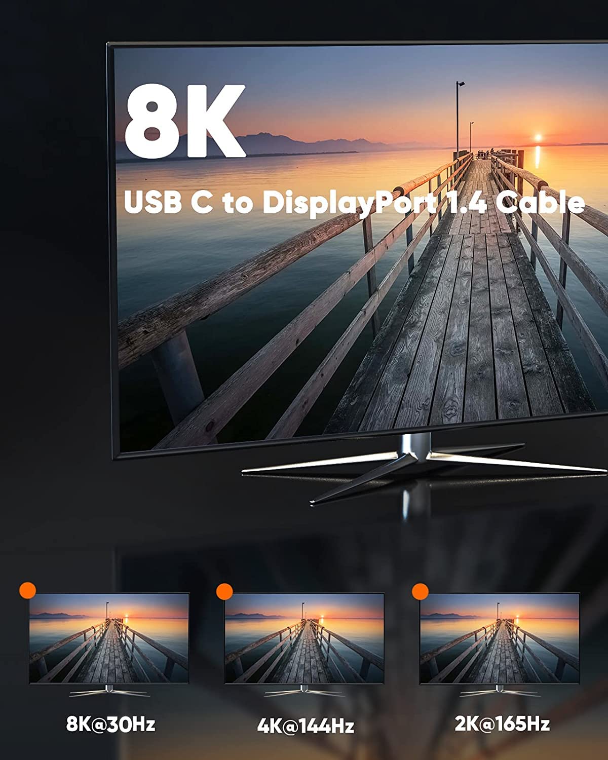 CableCreation USB C to DisplayPort 8K Adapter, 40G Type C to Display Port,USB-C to DP 1.4 [8K@60Hz, 4K@144Hz] HDR, Thunderbolt 4/3 Compatible with Valve Index, MacBook, iPhone 15, XPS, Oculus Rift S