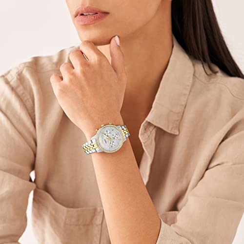 Fossil Women's Neutra Quartz Stainless Steel Chronograph Watch, Color: Gold/Silver (Model: ES5216)
