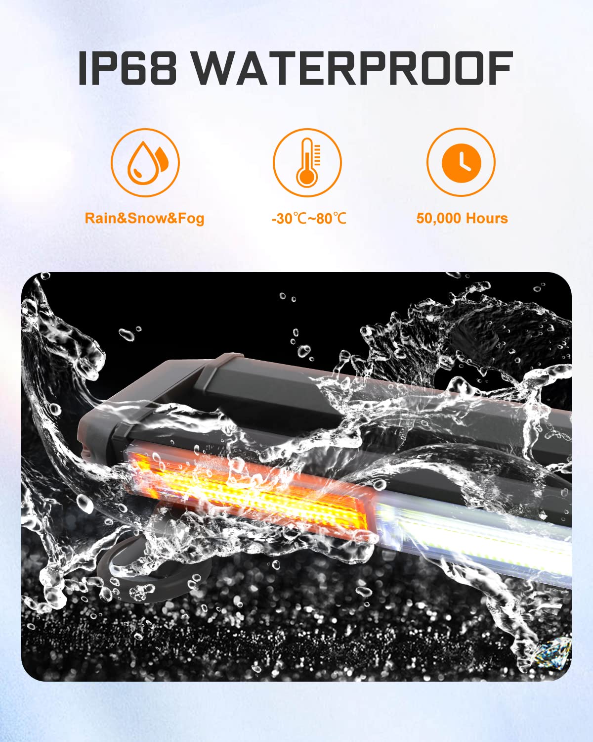 BraveWAY 20 inch LED Strobe Flashing Light Bar- White Amber LED Rooftop Light Bar Double Side Emergency Hazard Warning Beacon Lights for Safety Construction Vehicles Trucks Pickup Snowplow