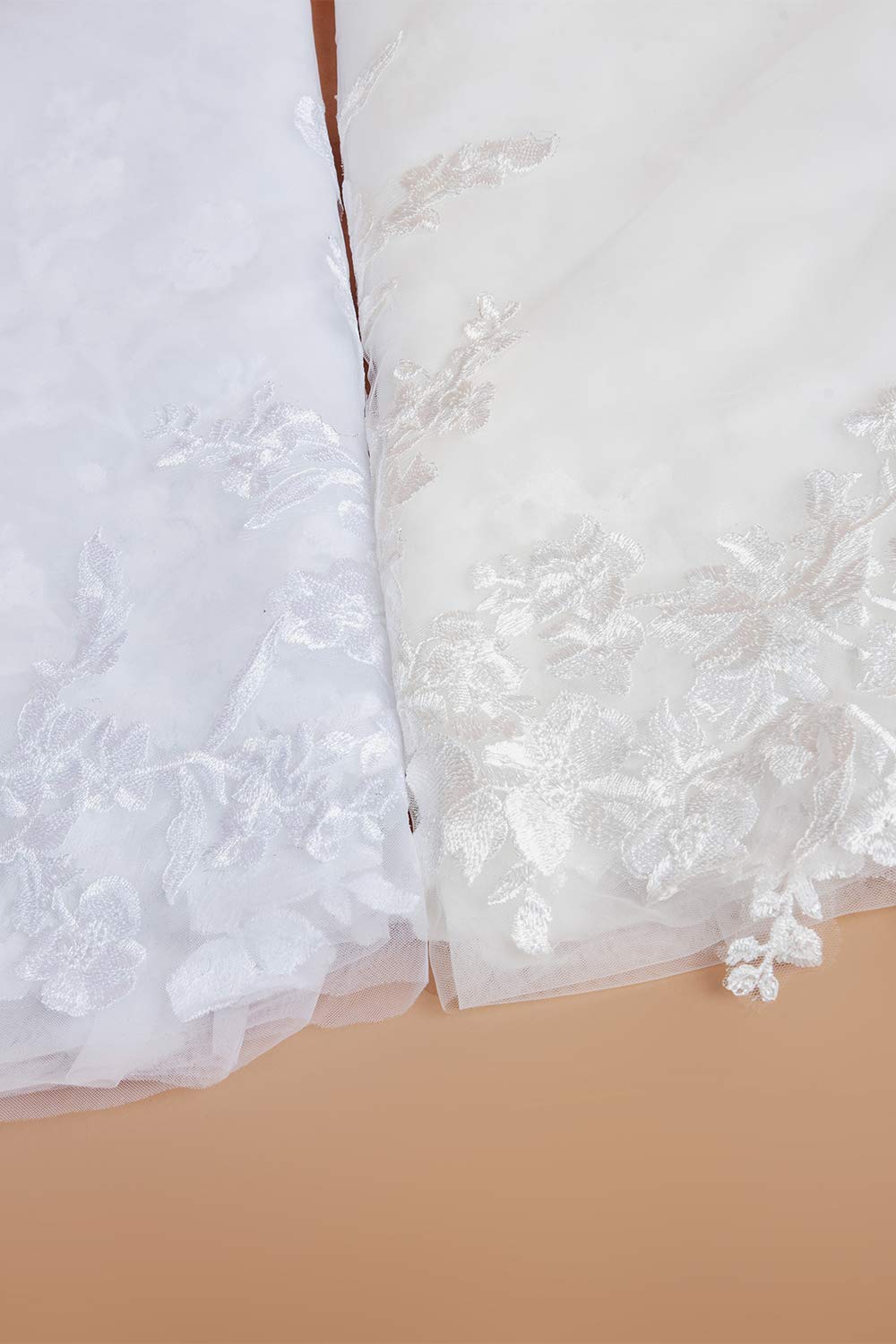 BABYONLINE D.R.E.S.S. Wedding Veils Cathedral Length 2 Tier Long Lace Edge Blusher with Comb,White