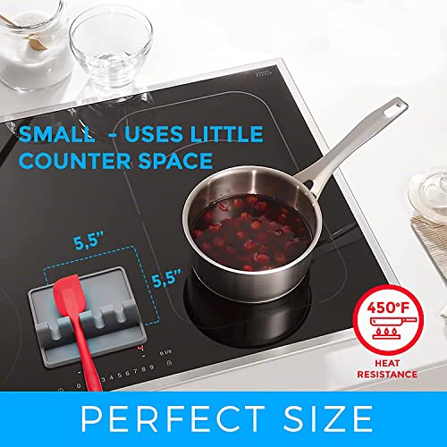 Cheer Collection Silicone Utensil Holder, Heat Resistant Spoon Rest for Kitchen Counter, Spoon Holder for Stove Top with Drip Pad for Spoons Ladles Tongs, Dishwasher Safe Kitchen Gadgets Holder