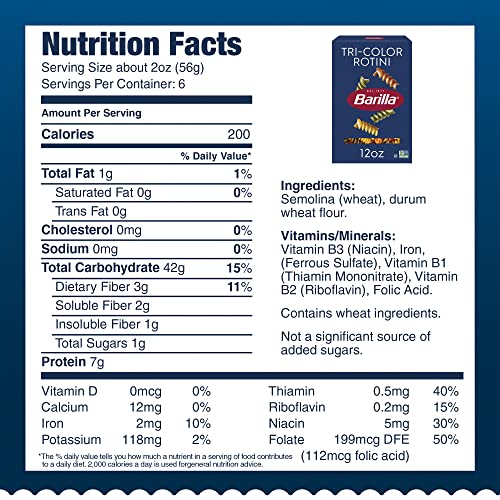 Barilla Tri-Color Rotini Pasta, 12 oz. Box - Non-GMO Pasta Made with Durum Wheat Semolina - Kosher Certified Pasta