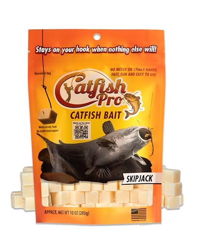 Catfish Pro Skipjack Catfish Bait - 10oz Bag with 80pcs | Irresistible Scent for Catfish | Mess-Free, Stays On Your Hook When Nothing Else Will | Great for Rod, Reel, Trotline, Jugs & Yoyos Fishing