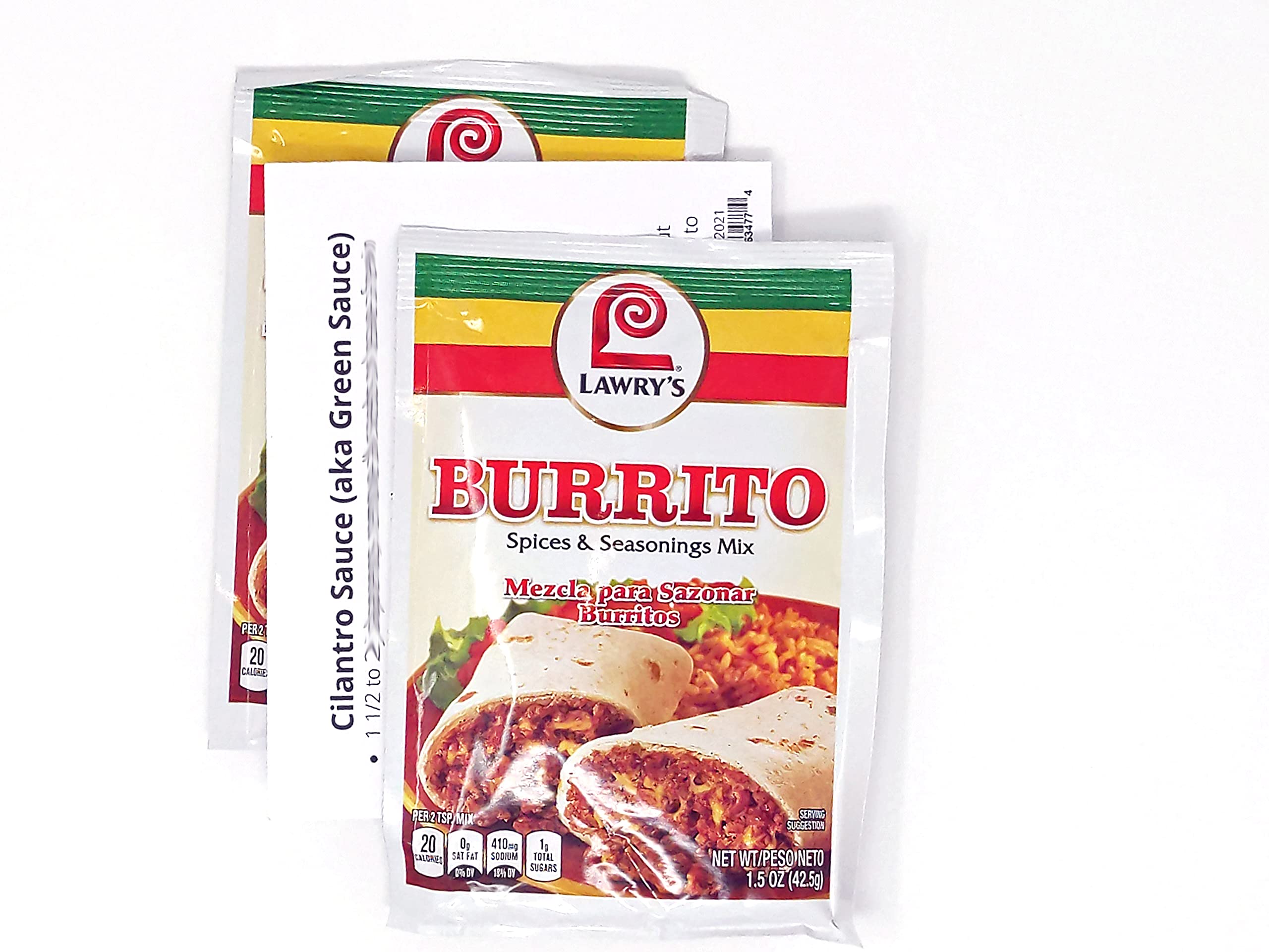 Burrito Spices & Seasoning Mix (2 Pack) and RVW Cilantro Sauce Recipe Card Bundle - 3 Items Total