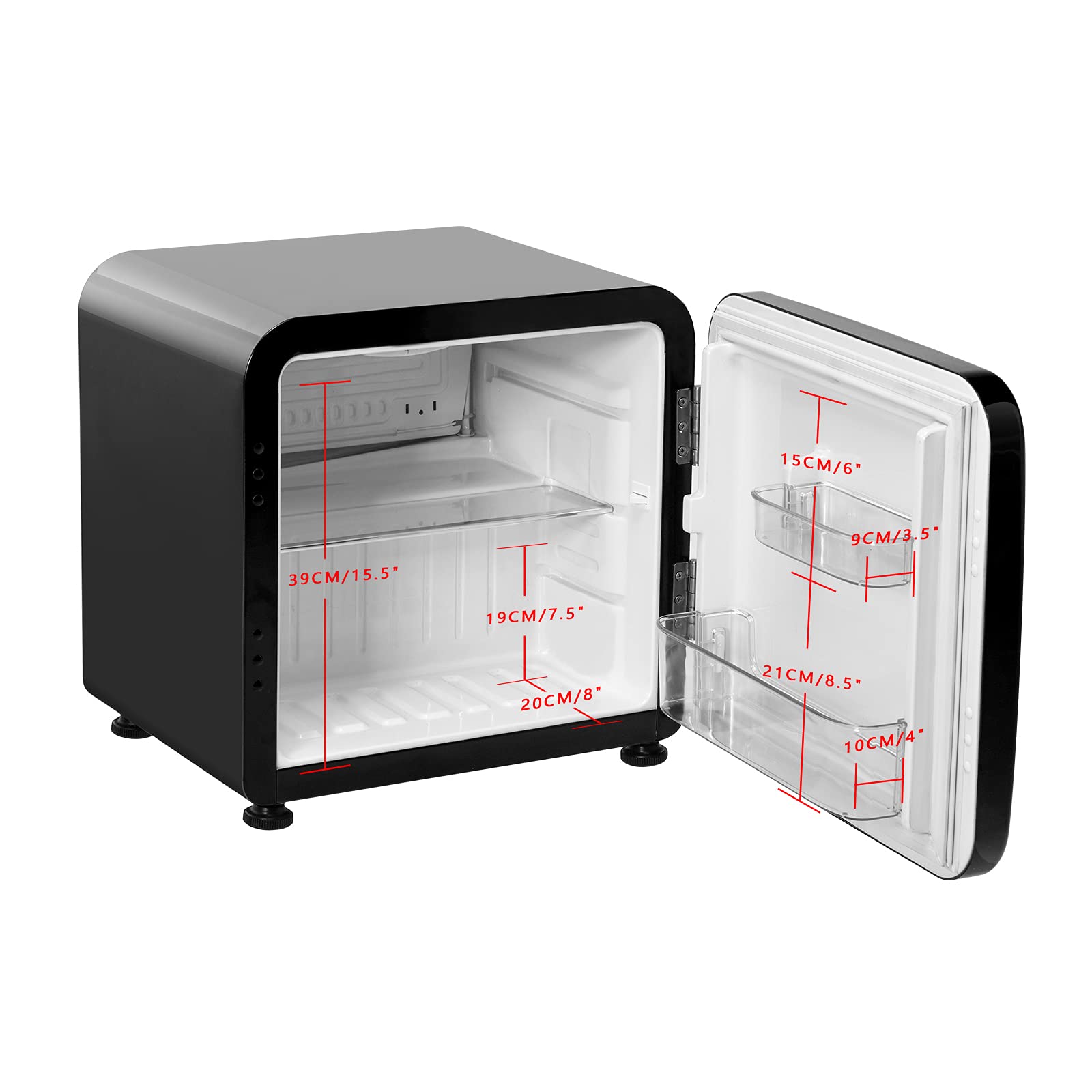 COSTWAY Compact Refrigerator, 1.6 cu ft. Single Door Small Fridge with Adjustable Temperature 32℉ to 50℉, Auto Defrost, Reversible Door, Removable Glass Shelves, Mini Fridge for Bedroom, Apartment (Black)