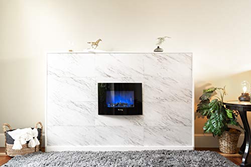 e-Flame USA Sundance Curved Wall Mounted or Freestanding LED Electric Fireplace with Remote - Adjustable, Timer, Remote - 22-inch
