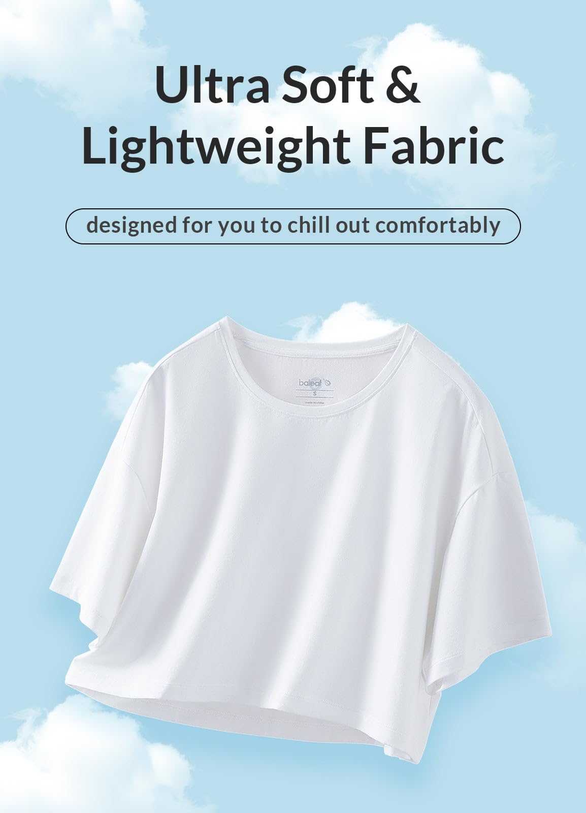 BALEAF Women's 𝐏𝐢𝐦𝐚 𝐂𝐨𝐭𝐭𝐨𝐧 Workout Crop Tops [Loose Fit] [Cute Crewneck] Short Sleeve Gym Athletic Casual T-Shirts White 3XL