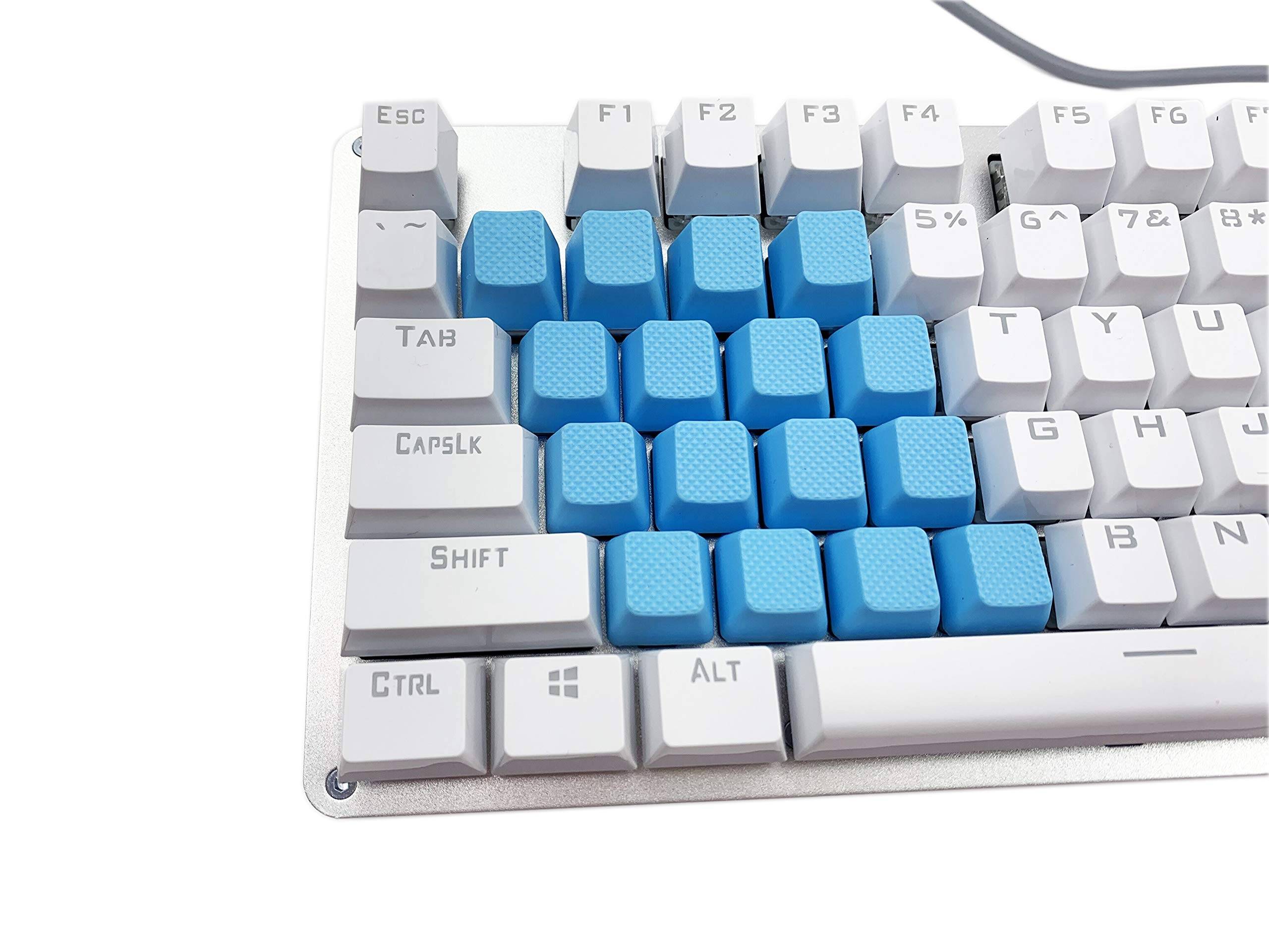 Big Chic Blank TPR Rubber Gaming Keycaps 4 Keys Set 1u for Cherry MX Mechanical Keyboards Compatible OEM (R3, Neon Blue)