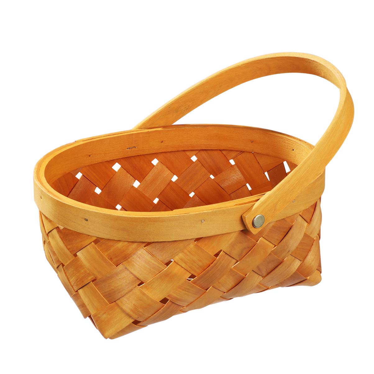 Rattan Storage Container Wooden Woven Basket with Handle Storage Basket Portable Storage Container