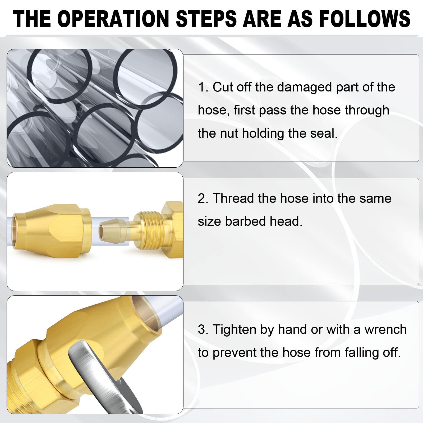 ChillWaves Brass Pneumatics Reusable Replacement Fitting,Hose-End Repair Fitting 1/4" ID Hose(1/4" Barb)x 1/4" NPT Rigid(5-PACK)