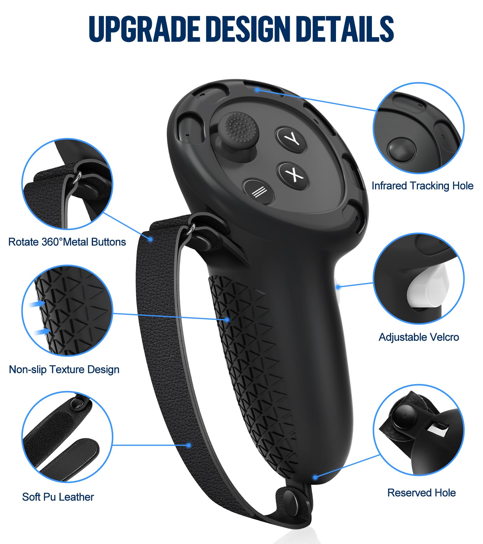 YRXVW Controller Grips Compatible with Oculus/MetaQuest 3 Accessories, Silicone Anti Throw Hand Grips Protective Cover with Adjustable Knuckle Strap for Quest 3
