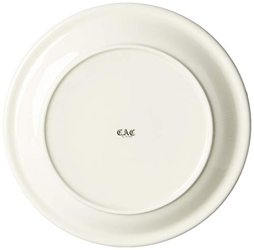 CAC China AZ-16 Arizona 10-1/2-Inch Brown Rim Brown Speckled American White Stoneware Round Plate, Box of 12