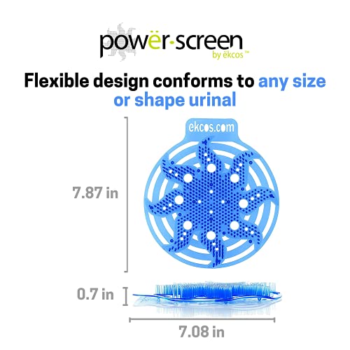 Ekcos Power Screen PWR-3B-10 Diversey 30 Day Premium Anti-Splash Urinal Screen and Deodorizer - Fits Most Top Urinal Brands, 8" x 7" Blue/Fresh (10 Pack)