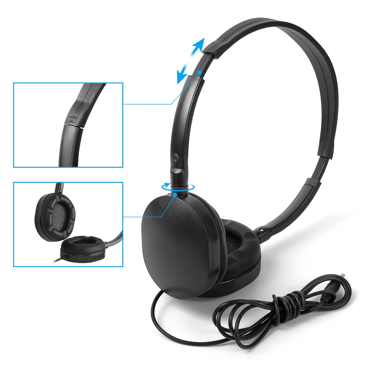 Kaysent Wholesale Bulk Earphone Earbud Headphone (KHP-025) 25 Pack Wholesale Headphone for School,Airplane,Hospital,Students,Kids and Adults