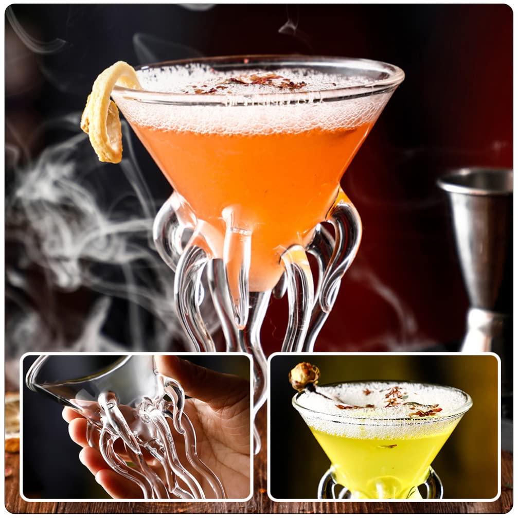 Cabilock Cocktail Glass Goblet Octopus Glass Wine Cups Party Drinking Cups Exquisite Martini Glasses Novelty Drink Cup for Party Bar