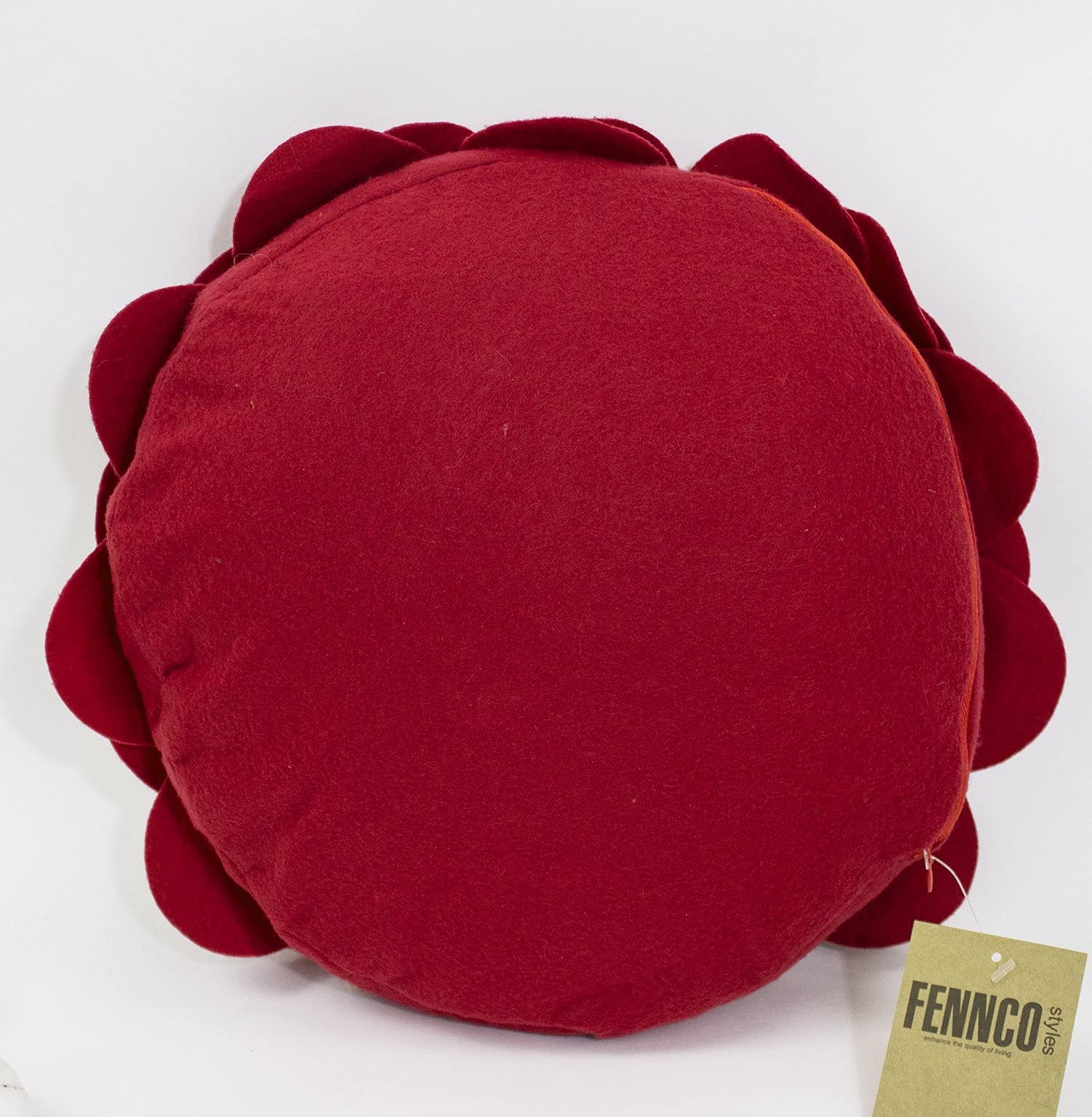Fennco Styles Eva's Flower Garden Decorative Throw Pillow Cover 13" Round - Red Floral Accent Pillow Case for Home, Couch, Bed, Living Room, Holiday and Office Décor