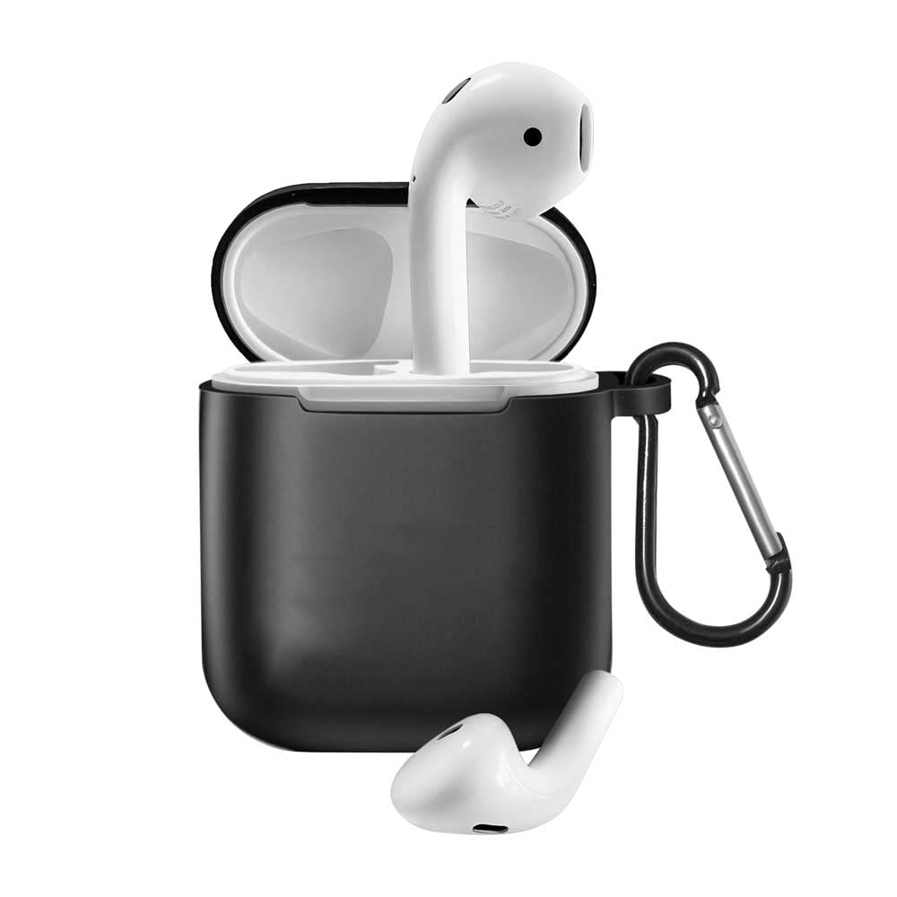 Compatible with AirPod Case Cover, Cool Sports Brand Full-Body Soft Silicone Shell Protective Case Cover with Keychain for AirPods 2&1, Black