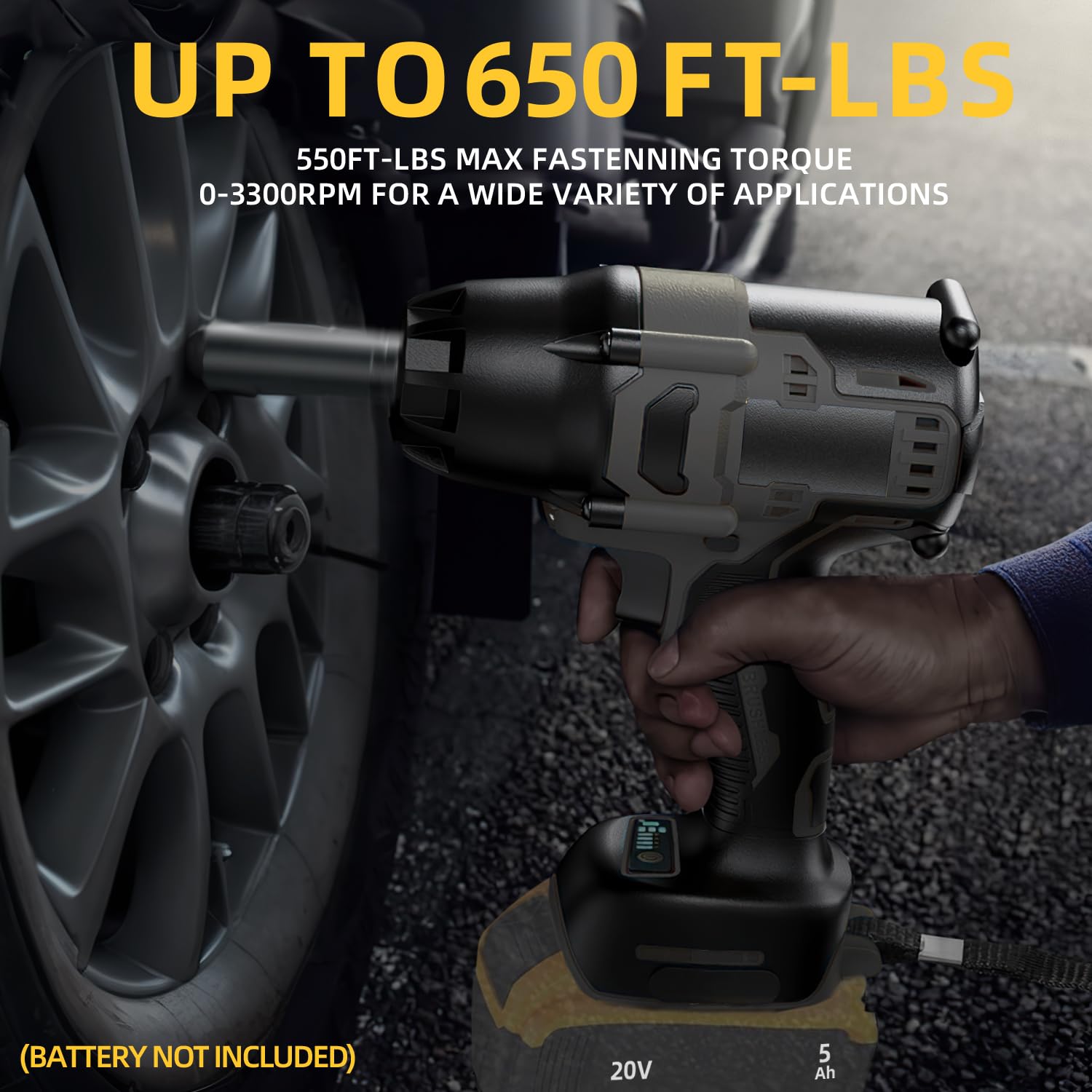 Cordless Impact Wrench 1/2 inch for Dewalt 20V Max Battery, 550 Ft-lbs (750N. m) Brushless High Torque Power Tool with LED Work Light (Batteries and Charger not Included.)
