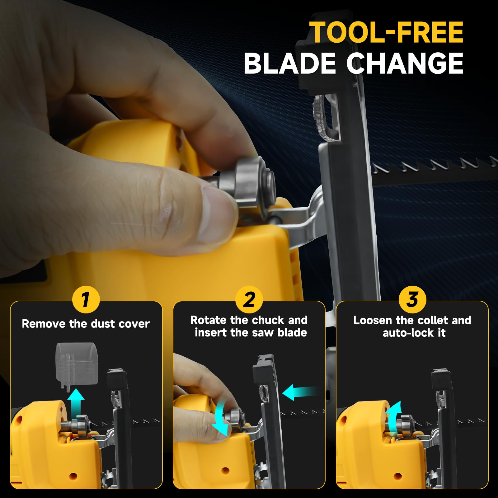 Cordless Jig Saw for DeWalt 20V Battery, 0°-45° Bevel Cuts, Brushless Jigsaw Tool, 3-Position Orbital for Wood/Metal/PVC Cutting