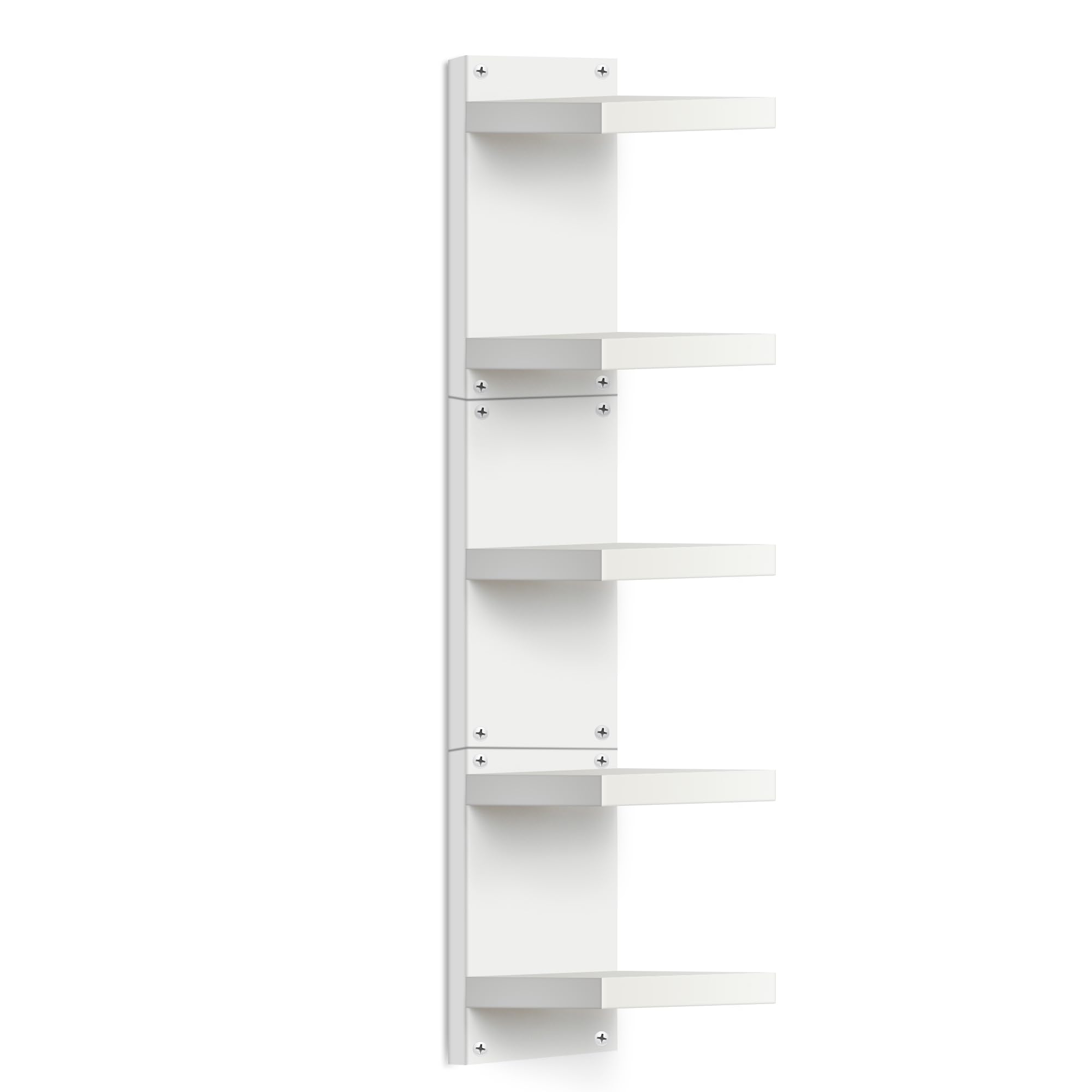 Defined Deco 5 Tier Wall Shelves White-Vertical Column Shelf Floating Storage Home Display-Lack Wall Shelf Unit,Organizer Tall Tower Design Utility Shelving for Home, Bedroom,Living Room,Office Decor