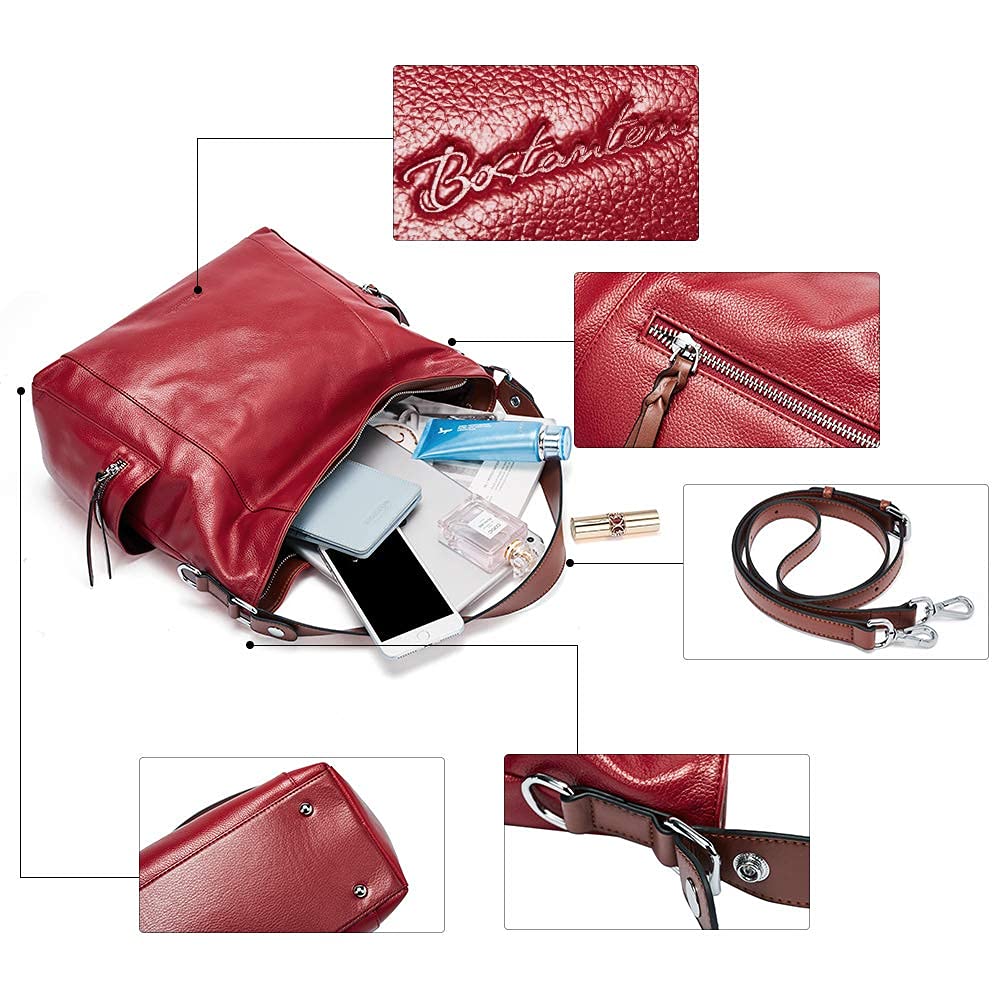 BOSTANTEN Genuine Leather Hobo Handbags bundle Leather Wallet for Women