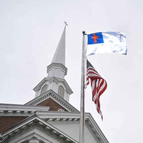 Christian Jesus Cross Flag 3x5 Outdoor Double Sided 3 Ply-Vivid Color Clear Pattern Reinforcement Sewing Durable Polyester with 2 Brass Grommets
