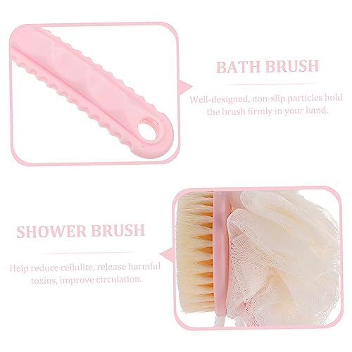 FRCOLOR Shower Brush Dry Brushing Body Brush Body loofah Shower Scrub Brush for Body Bath mesh Sponge exfoliating Body Puffs Back Scrubber Brush Back Skin Scrubber Bath Scrubber mesh Ball