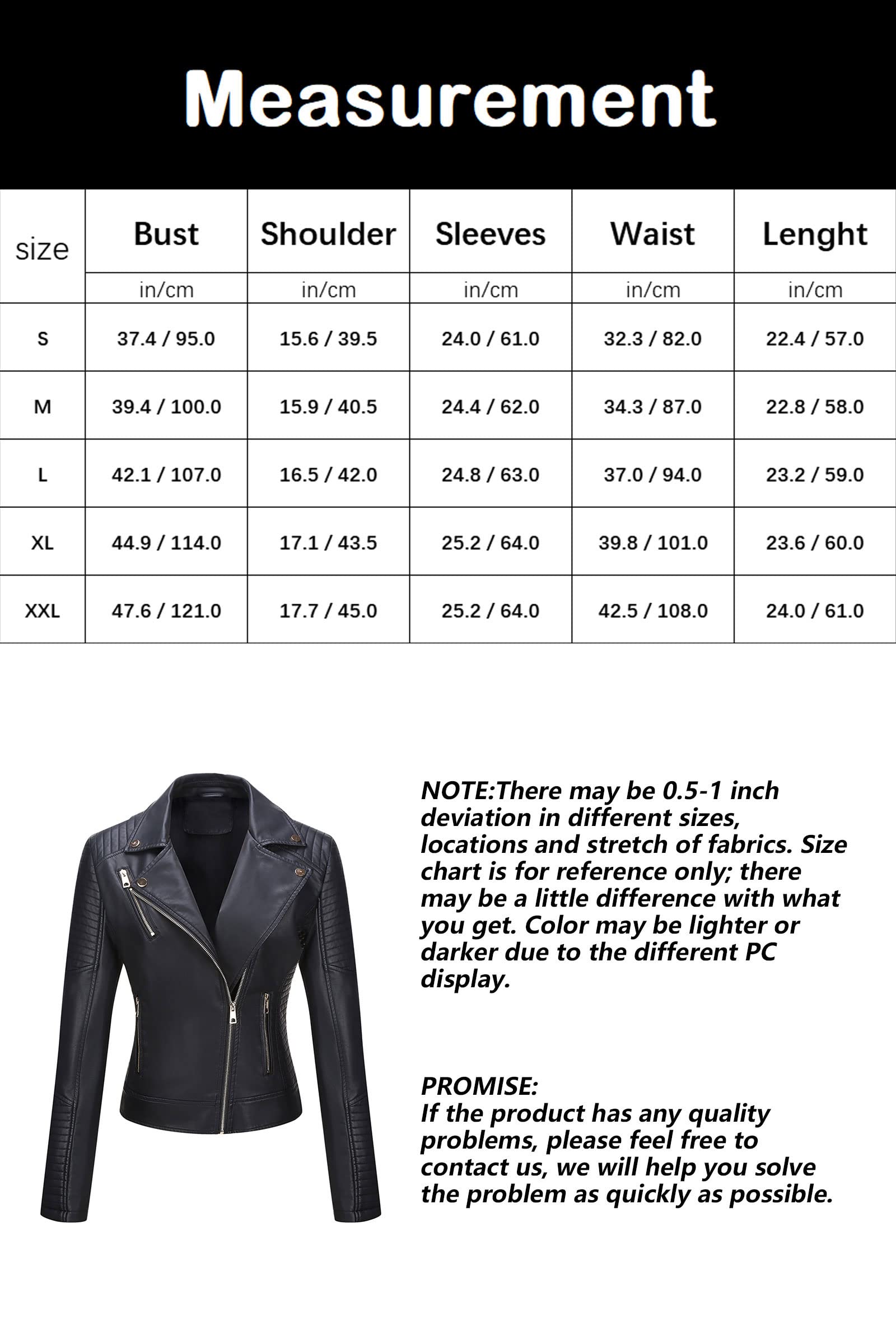 Bellivera Women Faux Leather Jacket Motorcycle Quilted Coat 53 Black S