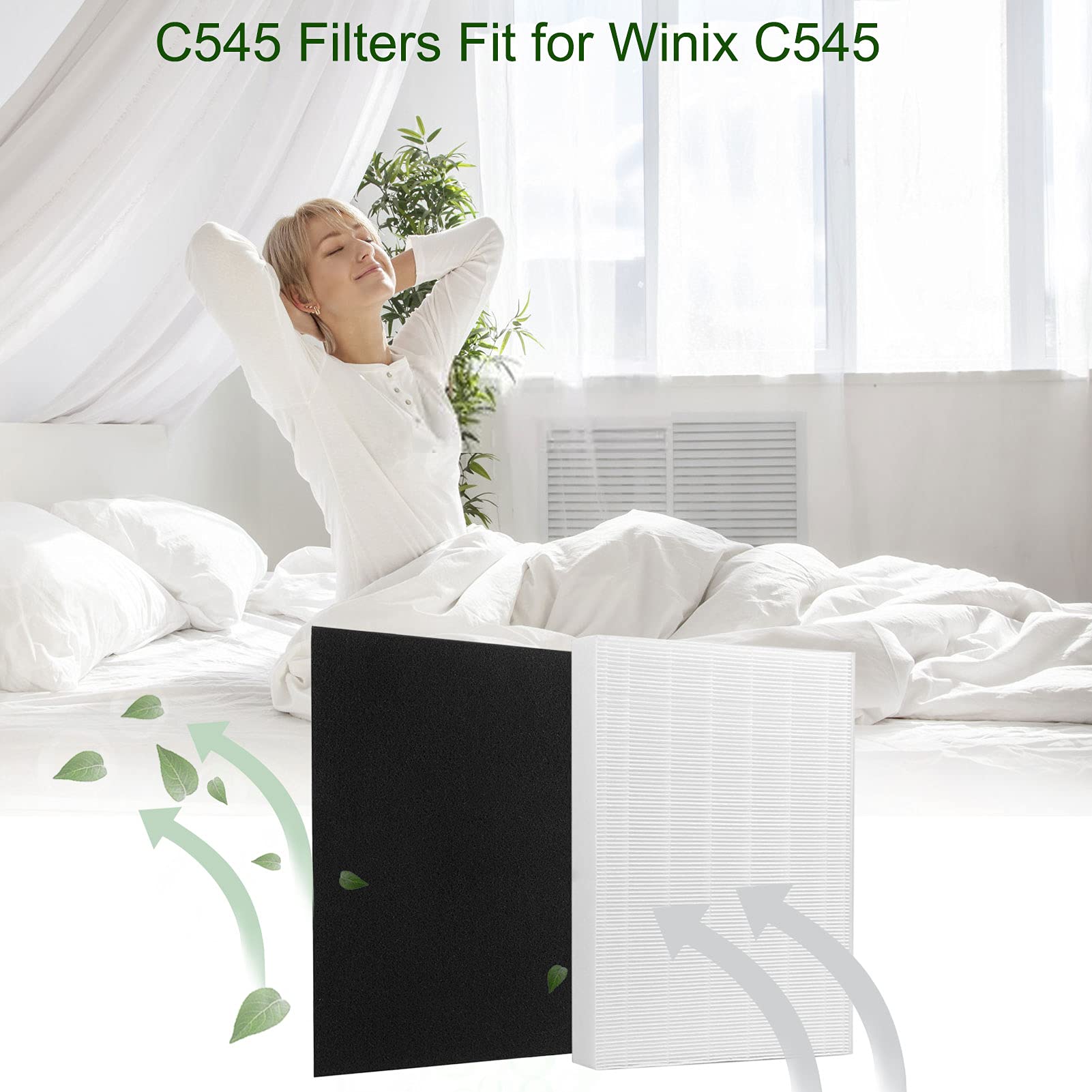 FFsign C545 True HEPA Replacement Filter S for Winix C545, 2 Pack H13 Grade 1712-0096-00 Filter S & 10 Pack Activated Carbon Filters