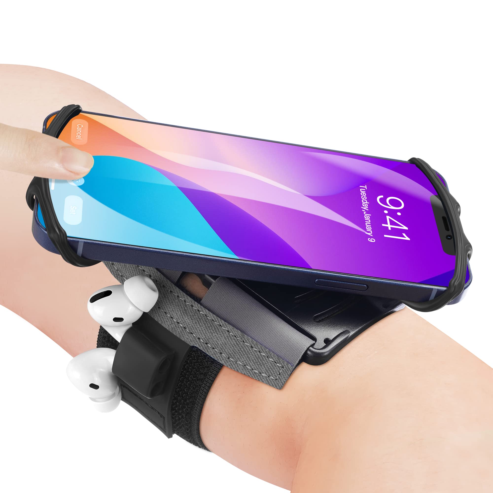 Aussumy Phone Holder for Running Armband :with Airpods Pro Holder & 360° Rotatable Arm Band Cell Case for iPhone 14 13 12 11 Pro Max Mini Plus Samsung Galaxy Note S22 Pixel for Workout Exercise Sport