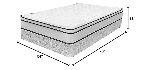 Mattress Comfort, 10-Inch Meduim Plush Eurotop Pillowtop Innerspring Mattress & 8" Wood Box Spring Set with Mattress Protector, Full