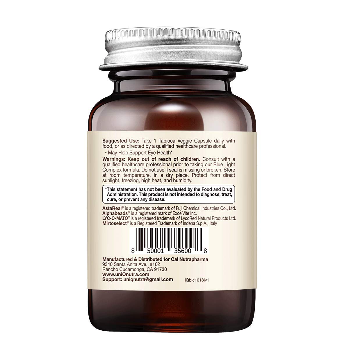 Blue Light: a Unique Mixed Carotenoids Include Alpha & Beta Carotenes (AlphabeadsⓇ) Lutein & Zeaxanthin (Lute-genTM) Astaxanthin (AstaRealⓇ) European Bilberry Extract (MirtoselectⓇ)