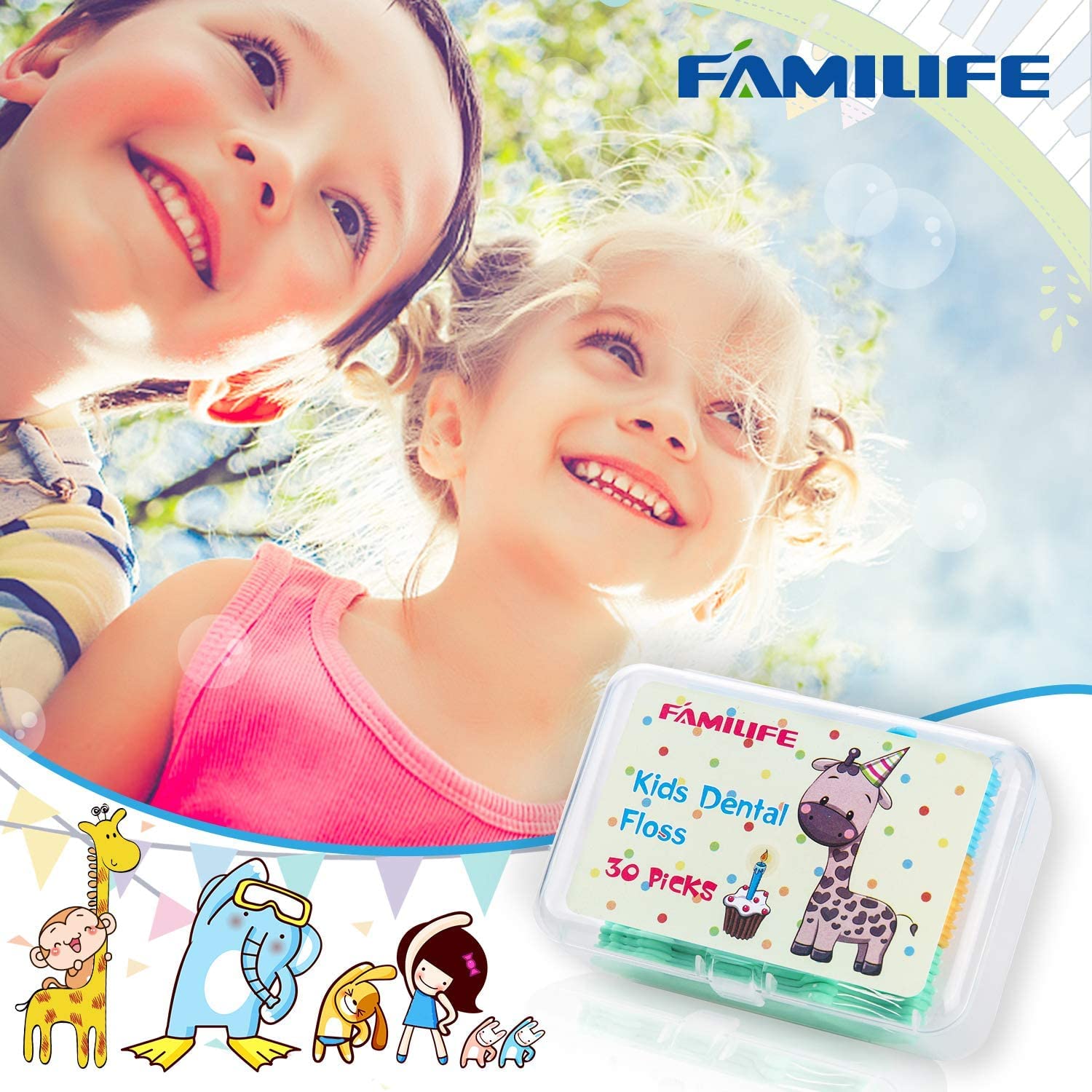 FAMILIFE Kids flossers Toddler Threaders Children Unwaxed Unflavored Fluoride Free Dental 404 Flossers Picks