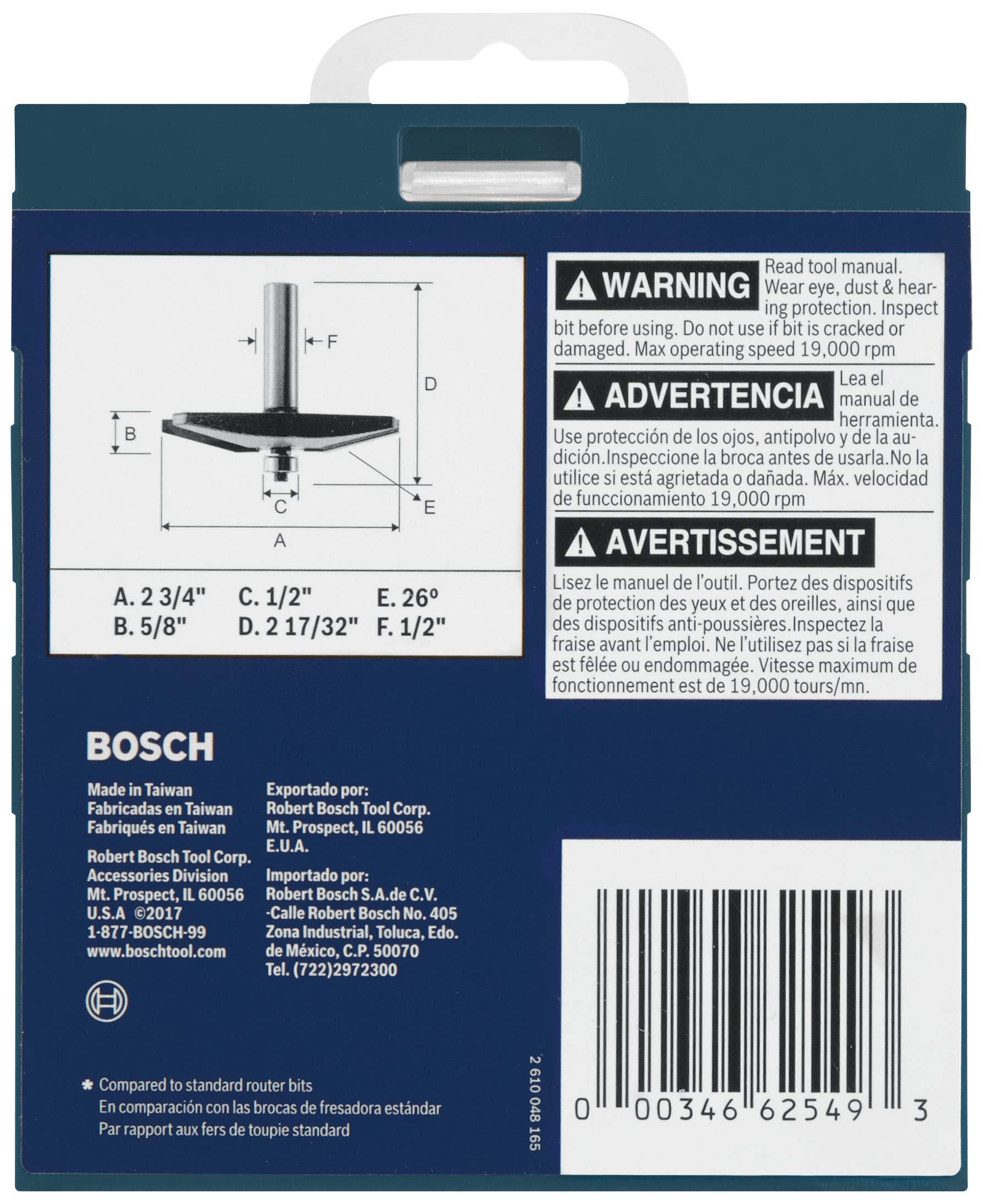 Bosch 85637MC 2-3/4 in. x 5/8 in. Carbide-Tipped Traditional Raised Panel Router Bit