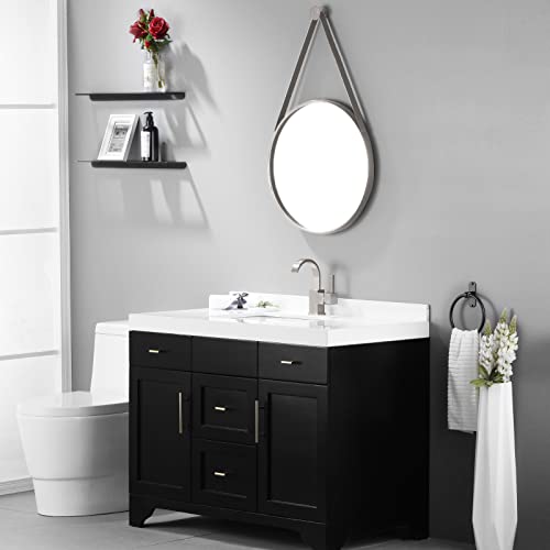 Brushed Nickel Single Hole Bathroom Faucet, Waterfall Single Handle RV Bathroom Faucet Fit for 1 or 3 Hole, with Deck Plate, Swivel 360 Degree Spout, Pop Up Drain and Water Supply Line, SGF05-BN