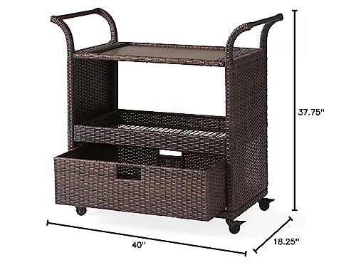 Christopher Knight Home Corona Outdoor Wicker Bar Table Cart, Multibrown