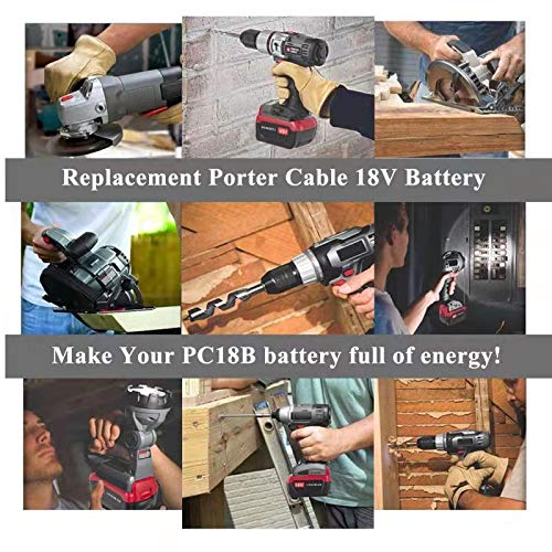 Cell9102 Replacement Porter Cable 18V Battery and Charger Starter Kit, PC18B Lithium Battery and Charger PCXMVC Compatible with Porter Cable 18V Cordless Power Tools,Capacity Output 2.0Ah