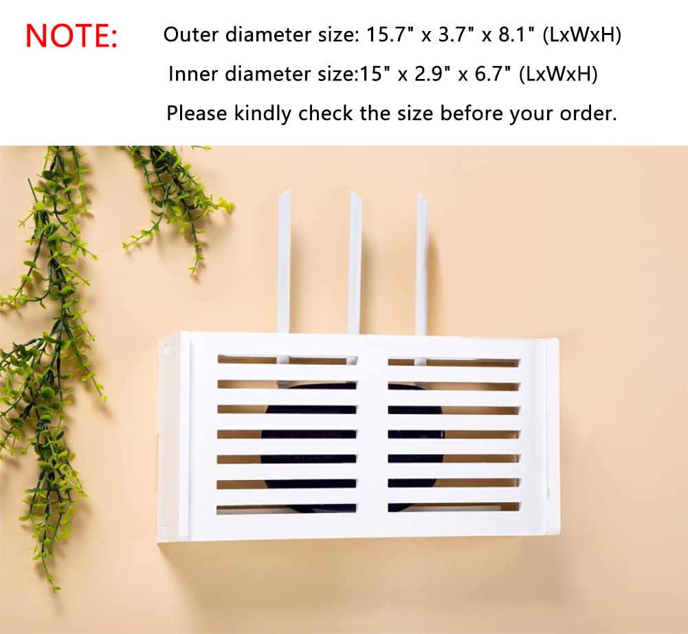 Noviko WiFi Router Modem Cable Power Plug Wire Storage Boxes Wall Mount Floating Shelf Multi-Function Storage Rack