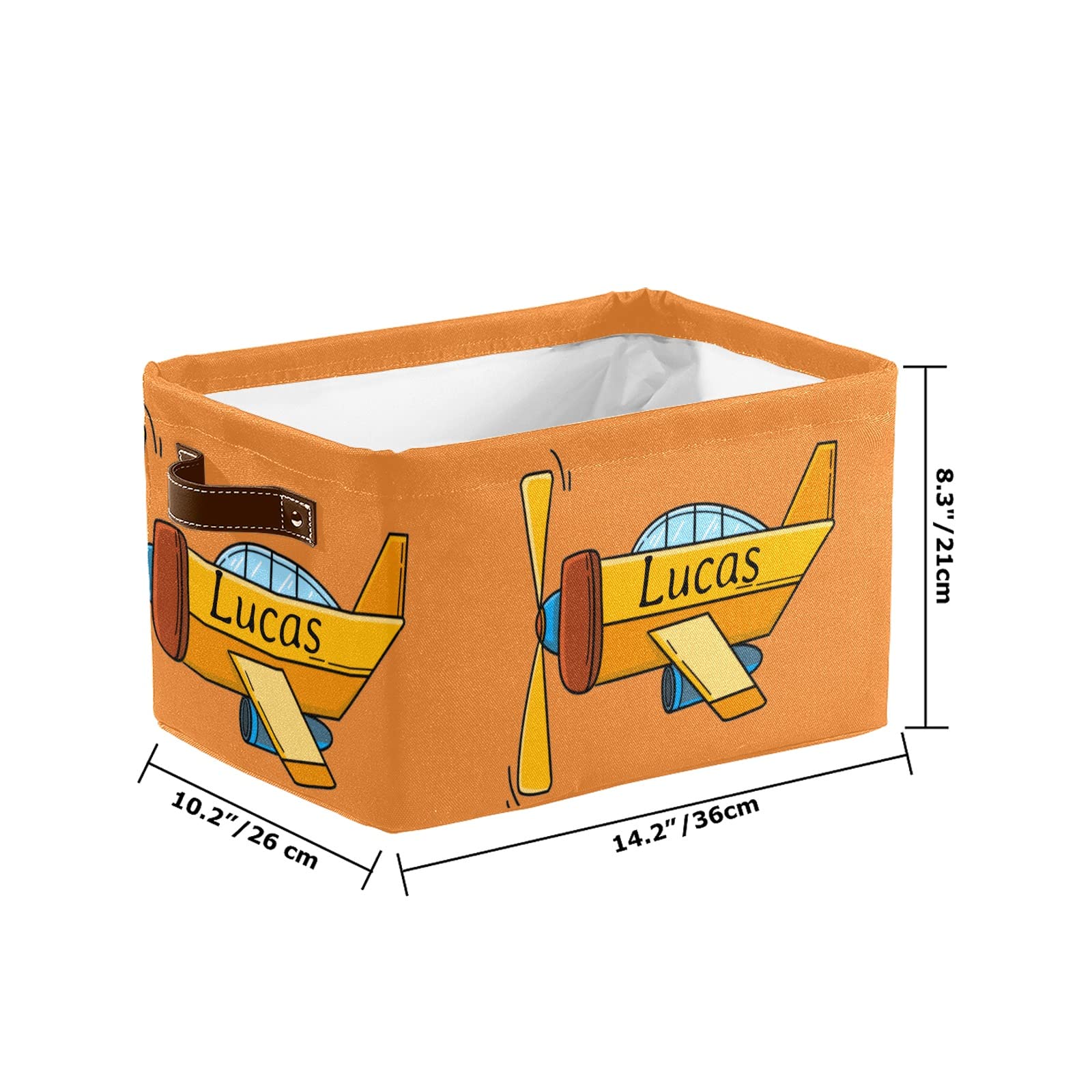 Cartoon Airplane Personalized Storage Basket,Custom Storage Bins Cubes Organizer with Handle for Bedroom Wardrobe Nursery Basket 1 Pack