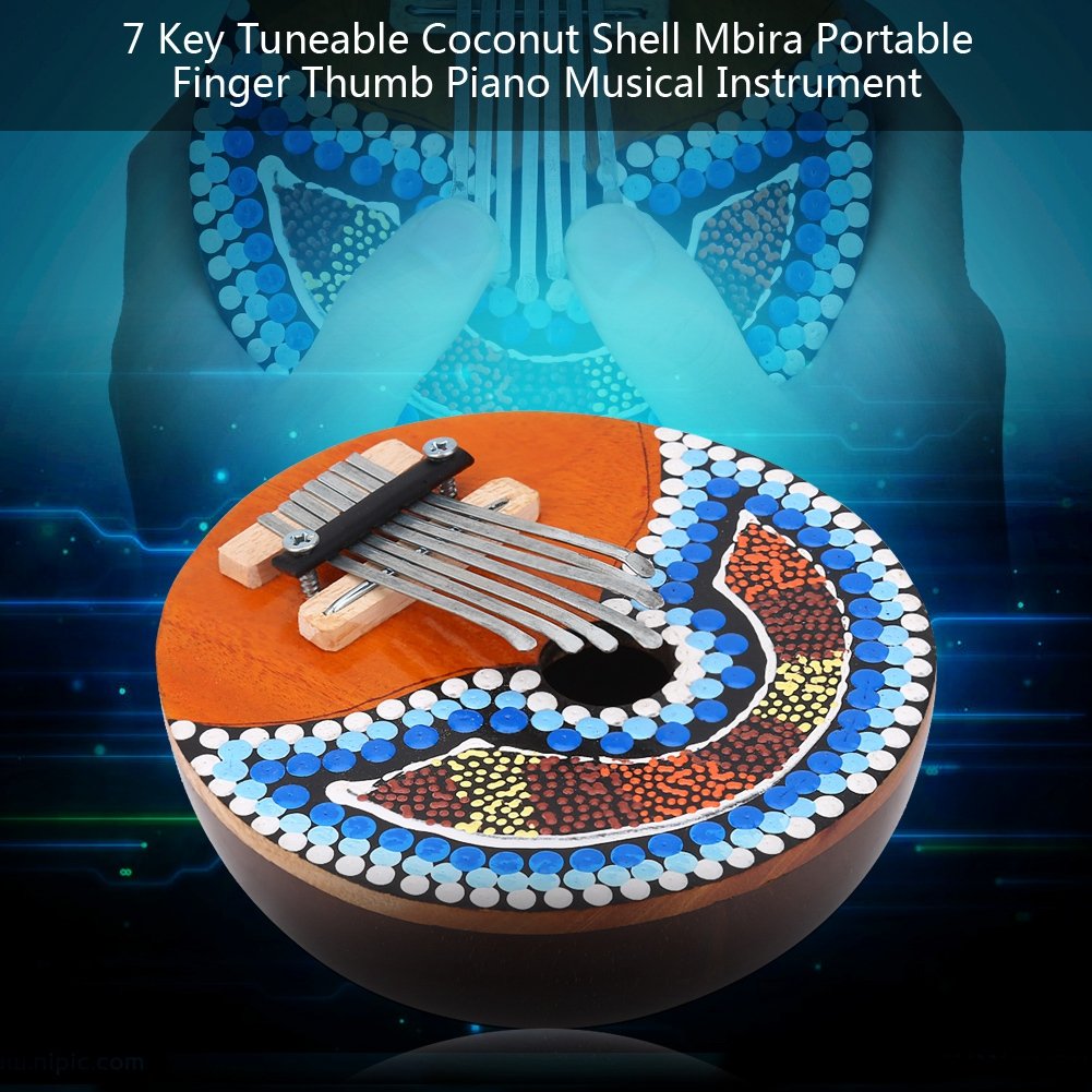 Kalimba Thumb Piano 7 Keys, Portable Mbira Finger Piano Musical Instrument Gifts for Kids and Adults Beginners