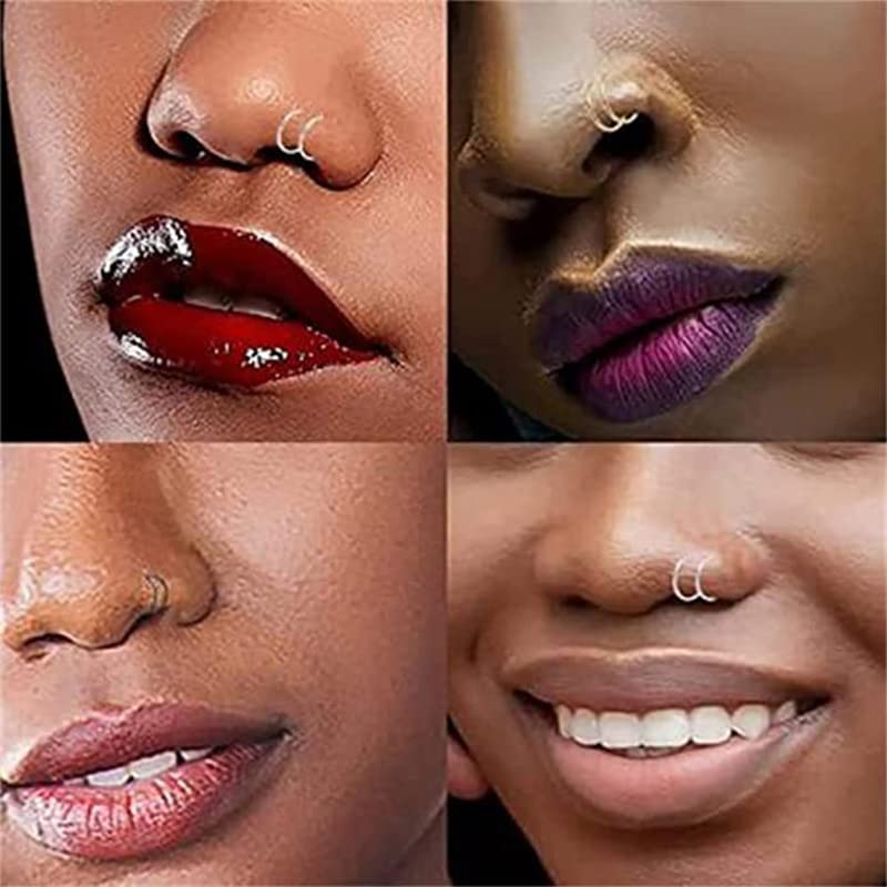 Begonia Accessories Hypoallergenic 925 Sterling Silver Gold Double Ring Nose Ear Lip Piercing Stud Earrings 1 pcs