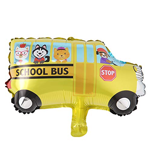 Car Balloons School Bus Fire Truck Train Ambulance Police Foil Balloons Vehicles Balloons for Birthday Party Supplies (Mini school bus)