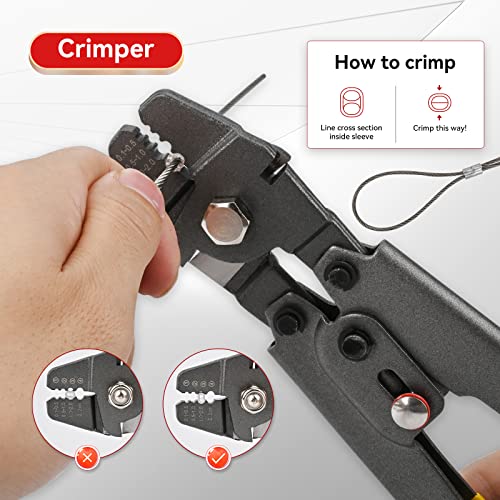 CENYB Up To 2.2mm(3/64 1/16 5/64 Inch) Teflon Coating Anti-Rust and Anti-Corrosion Wire Rope Crimper Fishing Crimping Tool