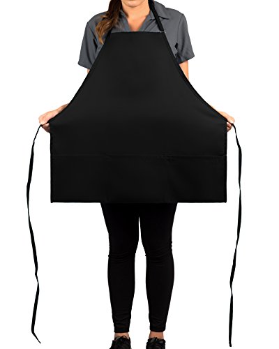 KNG Black 3 Pocket Adjustable Bib Apron for Men and Women